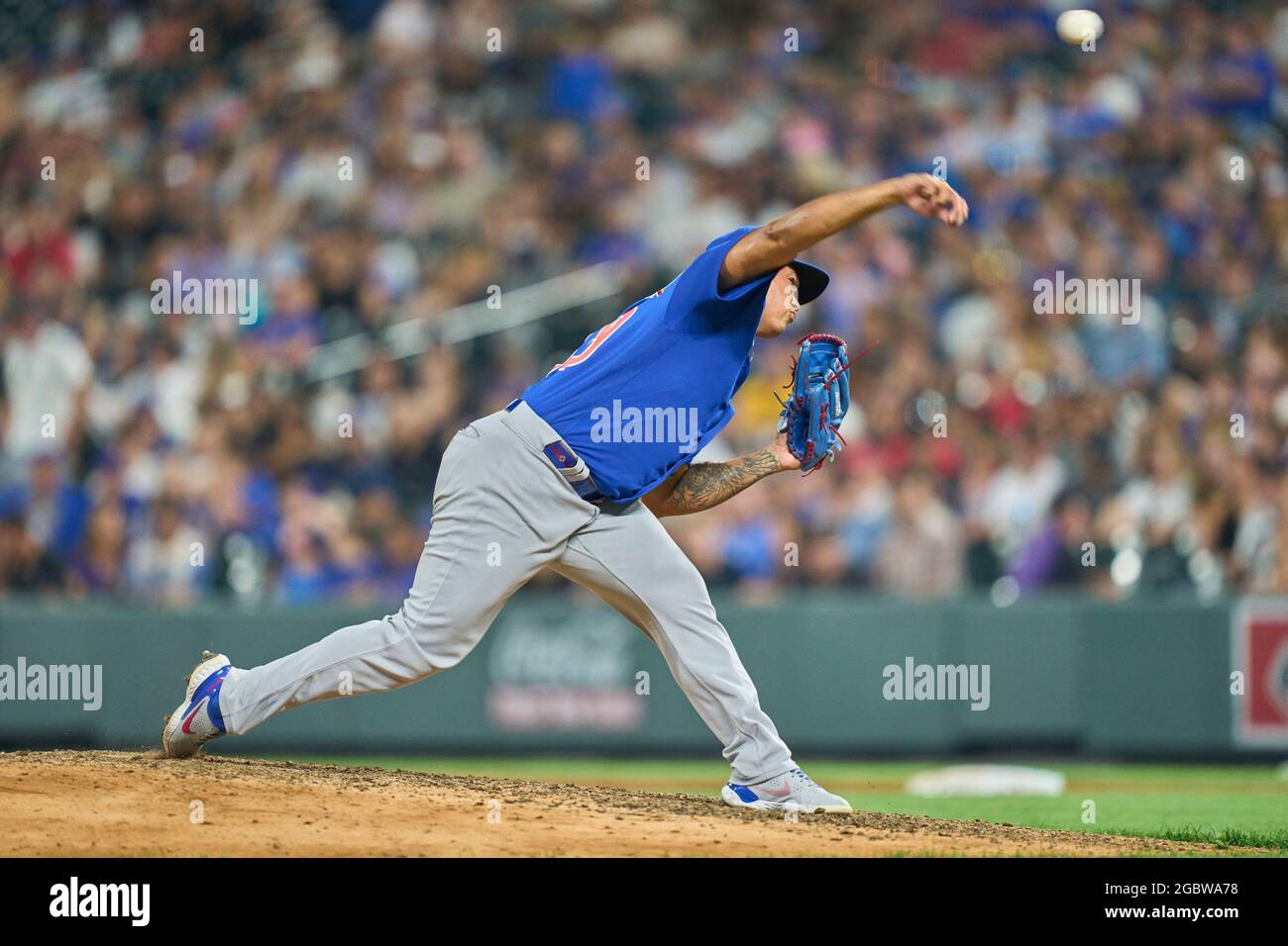 August 4 2021: Chicago Cubs pitcher Manuel Rodriguez (39) throws a ...