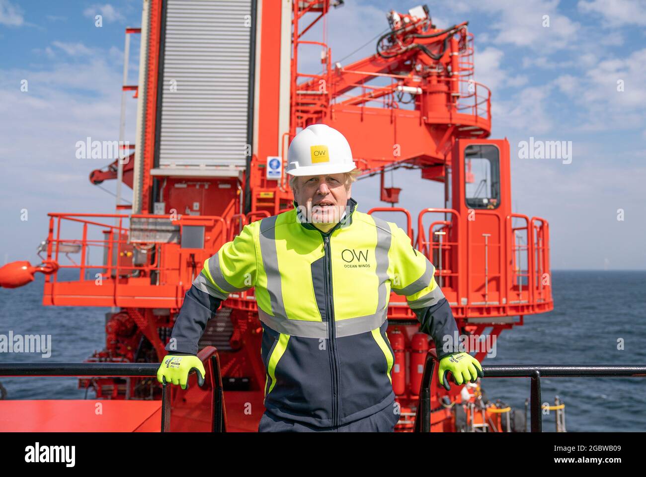 Prime Minister Boris Johnson onboard the Esvagt Alba during a visit to ...