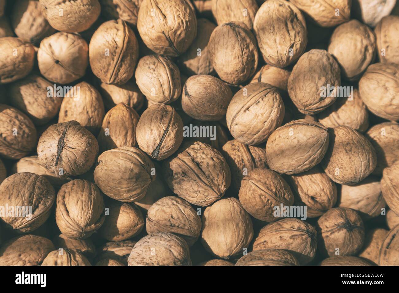 Lots of organic walnuts, filled frame. Healthy eating concept Stock ...