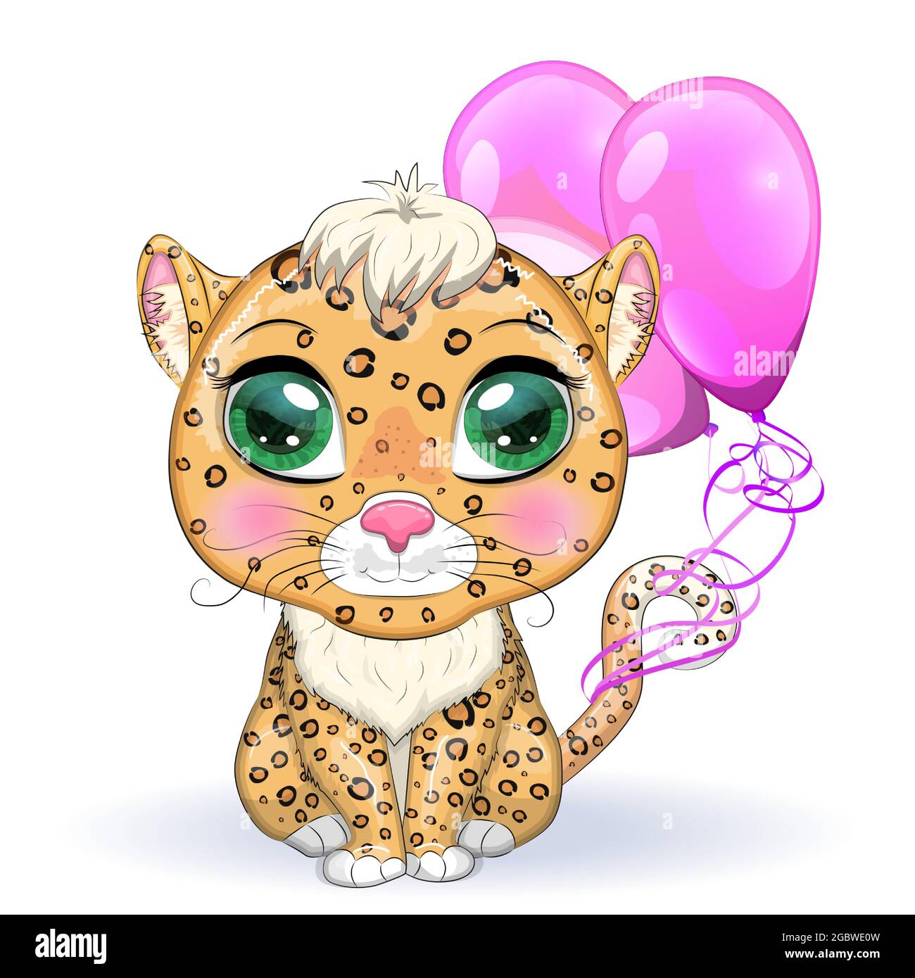 Leopard with beautiful eyes in cartoon style, colorful illustration for ...