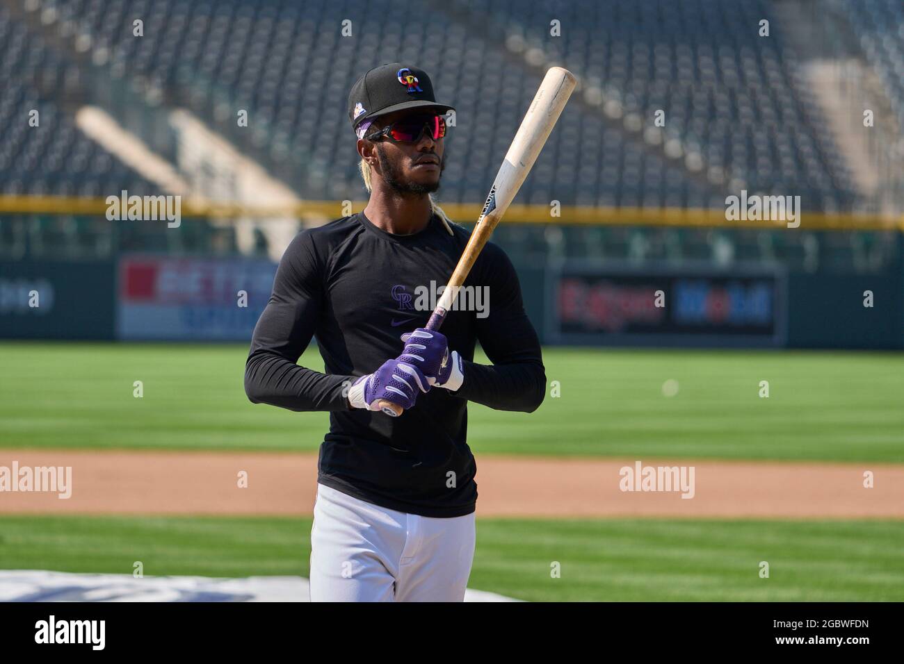 August 4 2021: Colorado Rockies left fielder Ramiel Tapia (15) during ...