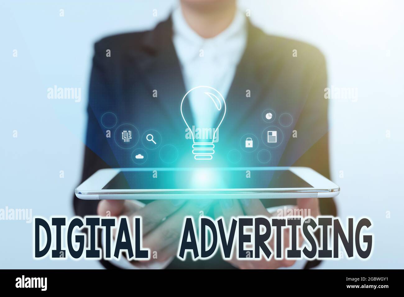 Sign displaying Digital Advertising. Business approach marketing of ...