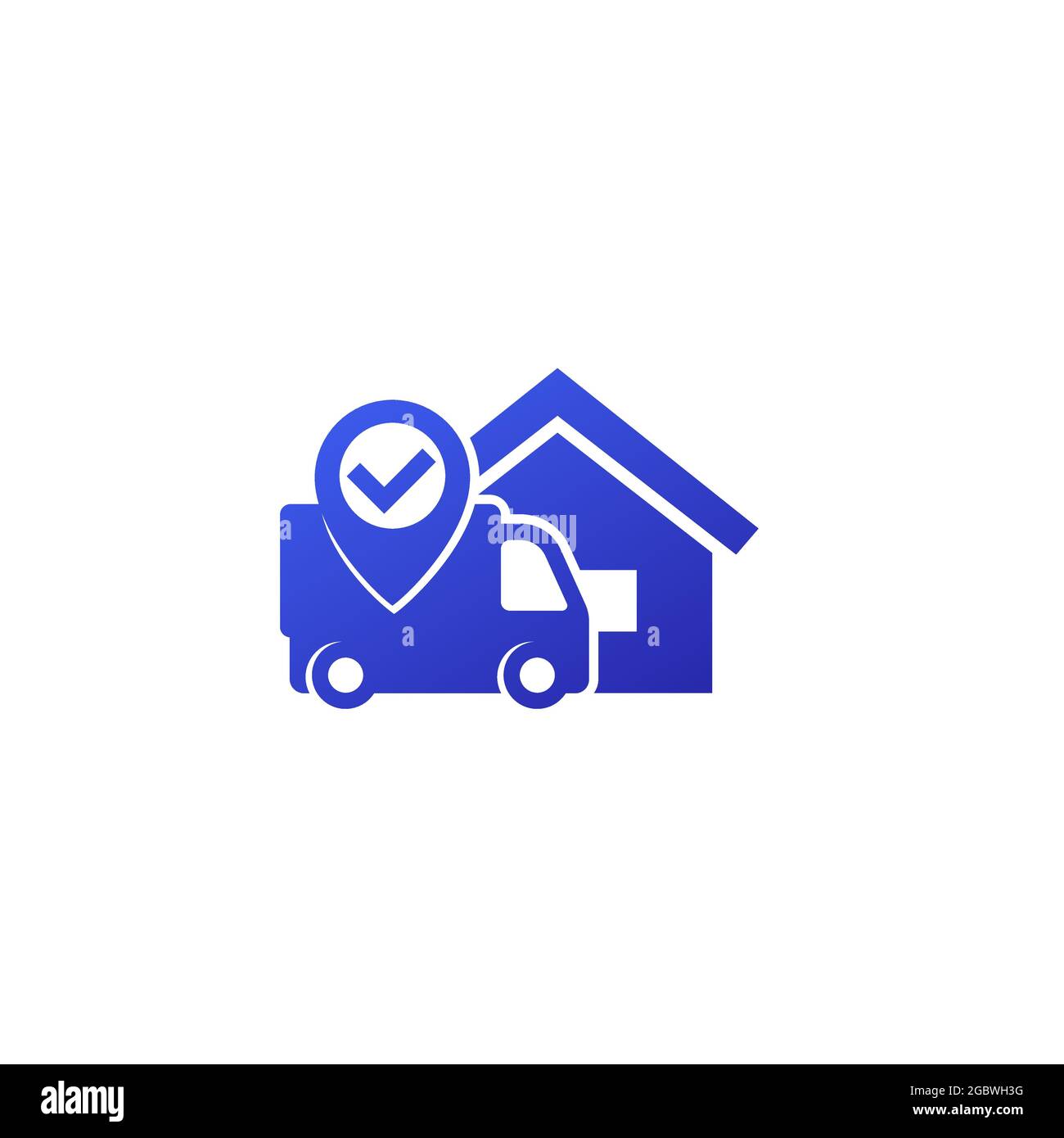 Home delivery icon with a van on white Stock Vector Image & Art - Alamy