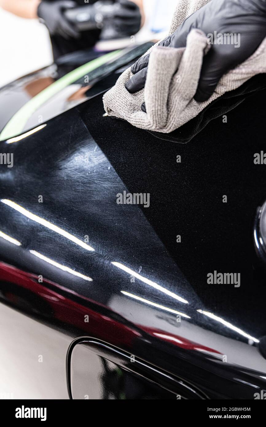 Before and after effect after car varnish renovation and paint ...