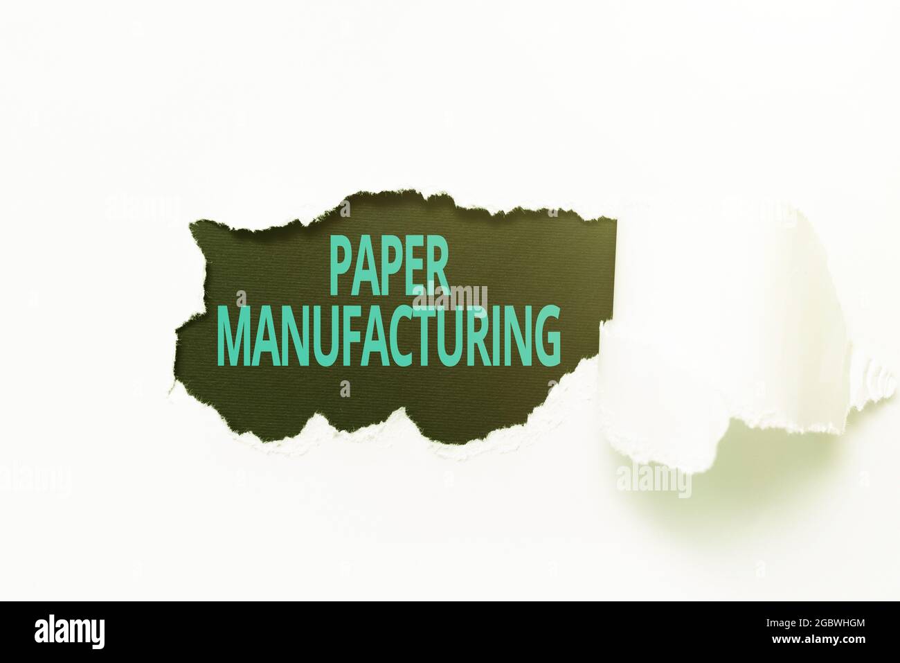 Hand writing sign Paper Manufacturing. Word for company that use wood ...