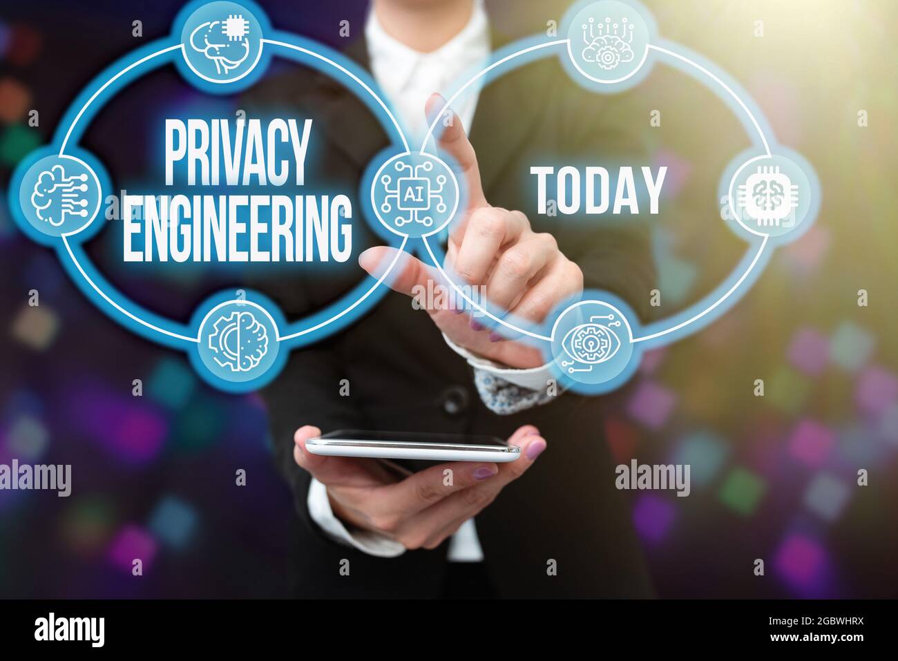 Conceptual display Privacy Engineering. Business showcase engineered ...