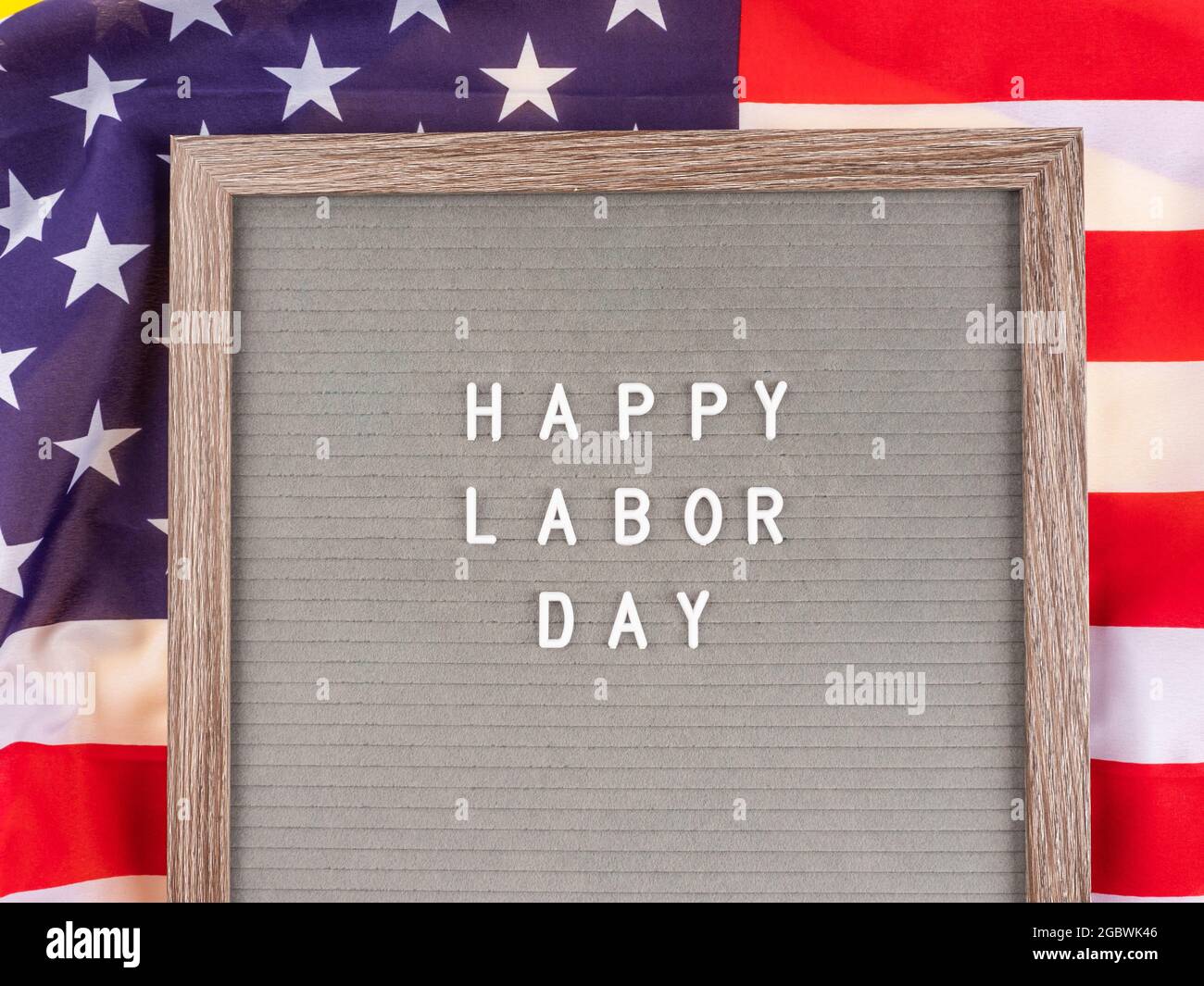Happy Labor Day greetings on letter board with american flag Stock ...