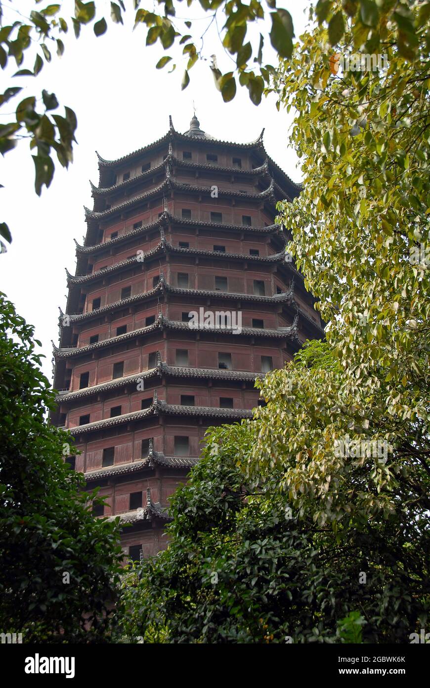 Hangzhou, Zhejiang Province in China. The Six Harmonies Pagoda, known ...