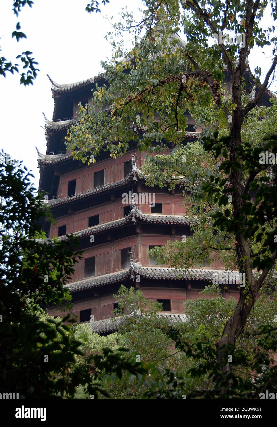 Hangzhou, Zhejiang Province in China. The Six Harmonies Pagoda, known ...