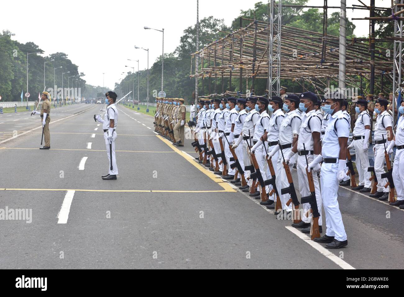 Participants in full military uniform during parade rehearsal. India ...