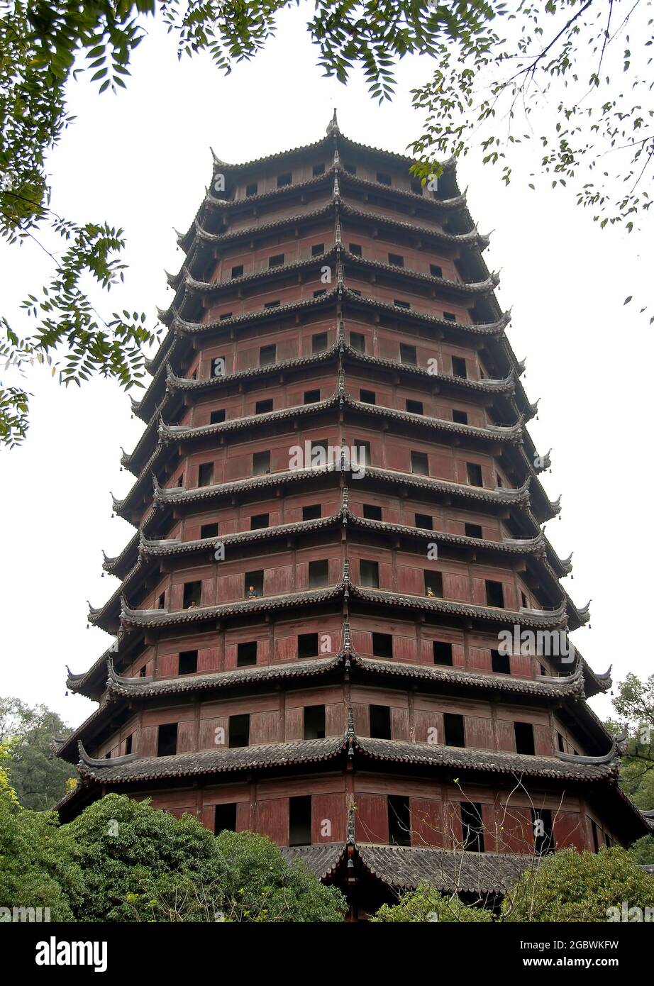 Hangzhou, Zhejiang Province in China. The Six Harmonies Pagoda, known ...