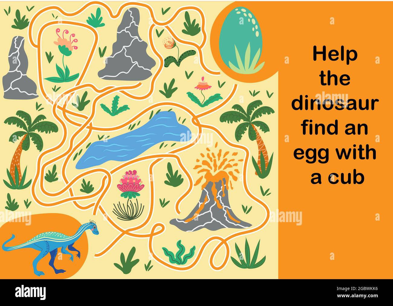 A fun labyrinth for children. Help the dinosaur find his cub. Children ...