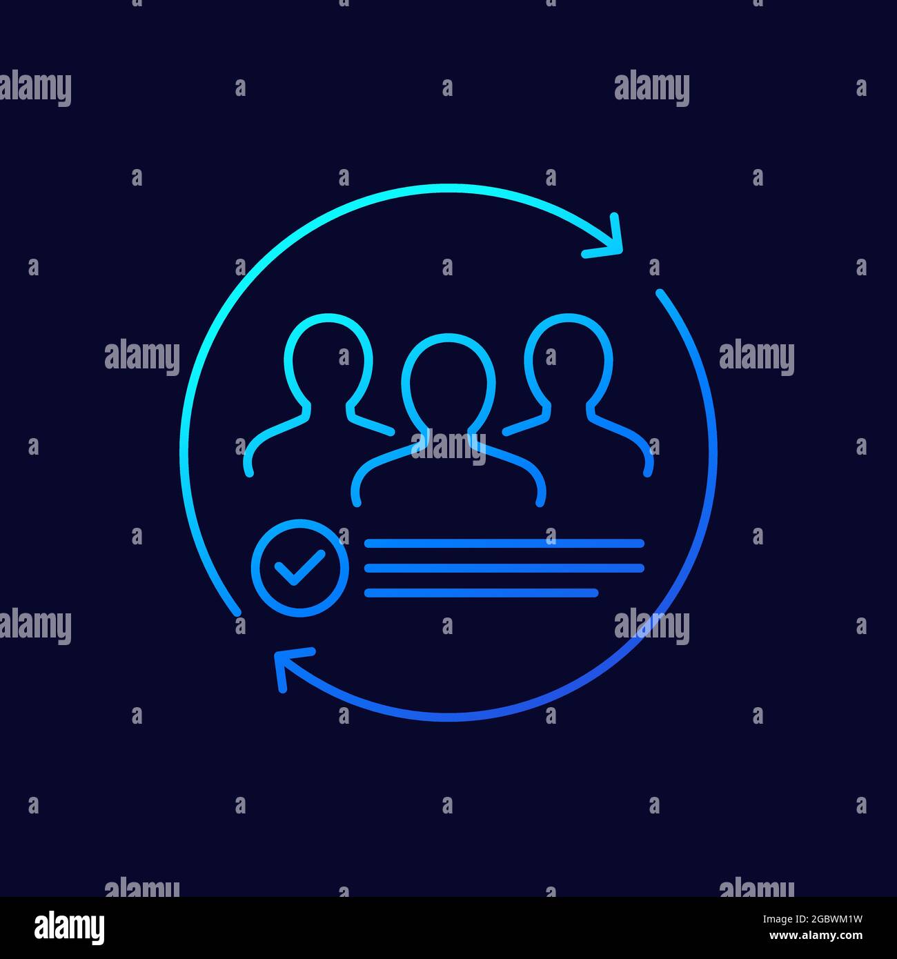 HR, people and check mark line icon, vector Stock Vector Image & Art ...