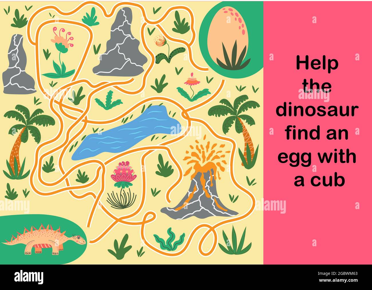 A fun labyrinth for children. Help the dinosaur find his cub. Children ...