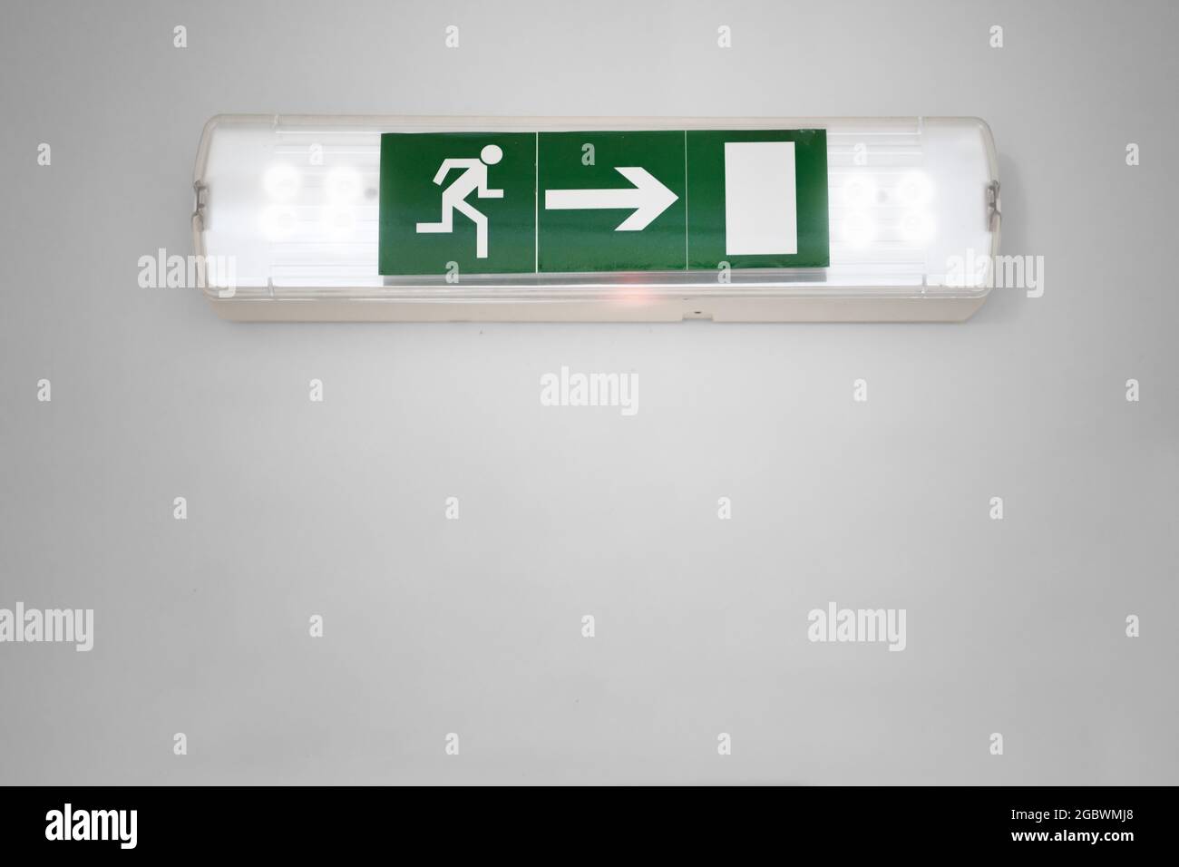 Emergency Evacuation Exit Sign. Fire Escape Guide Stock Photo - Alamy