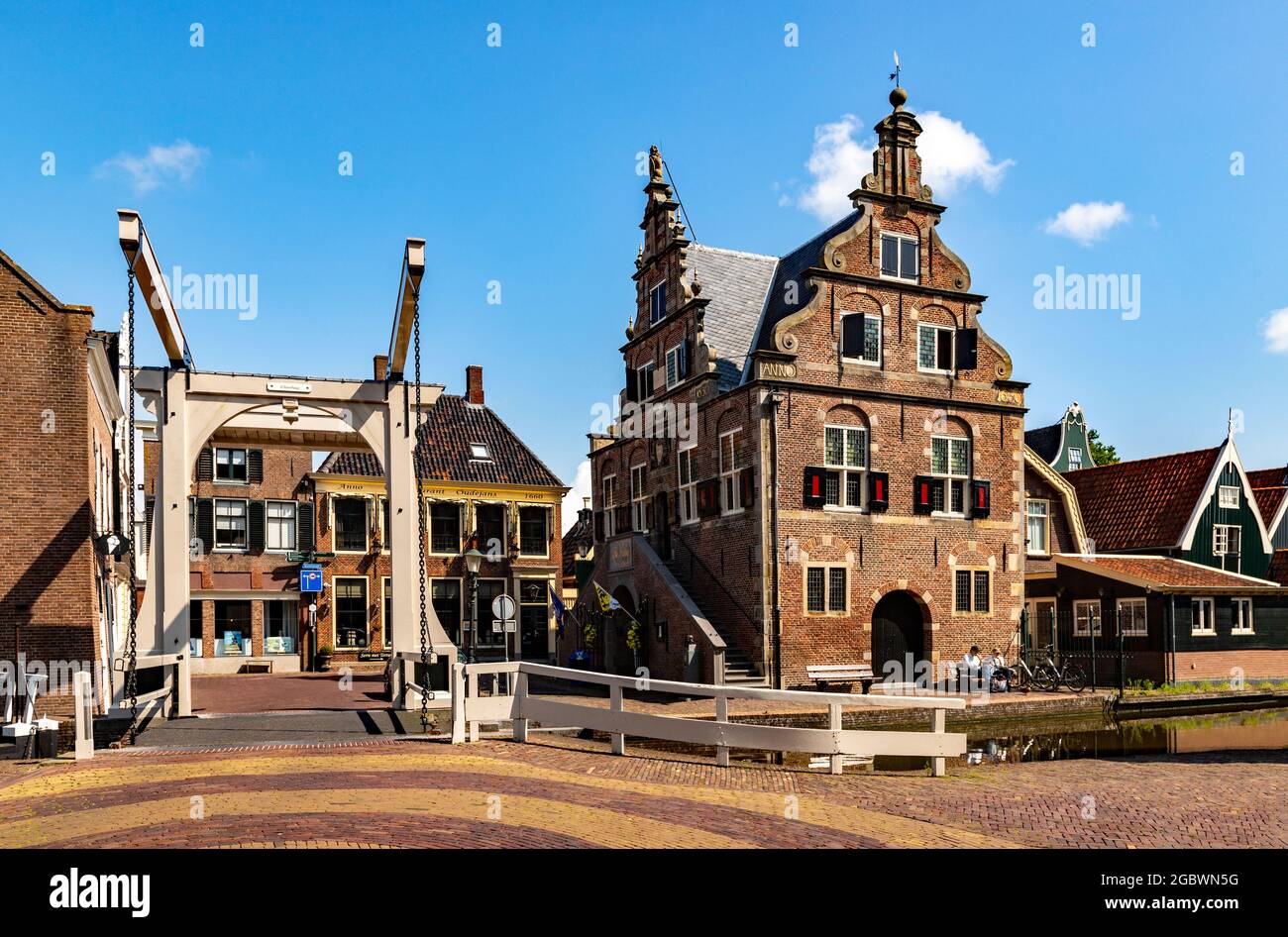The historic Town Hall a.k.a. De Waag( weighing house) with drawbridge ...
