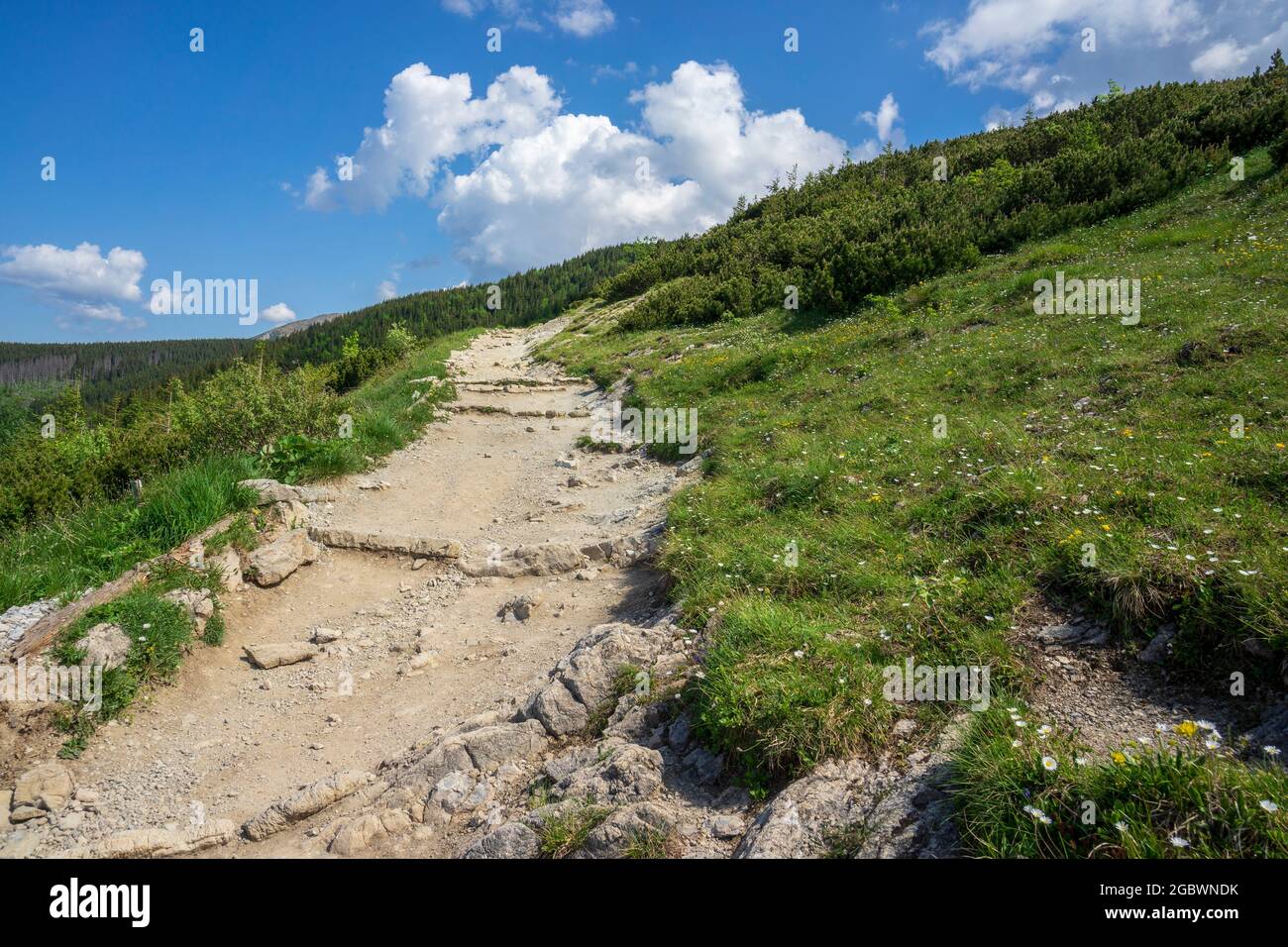 Tourist trail through Boczan. Western Tatras Stock Photo - Alamy