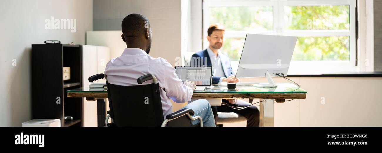 African American Handicapped Man Employee. People In Wheel Chair Stock ...