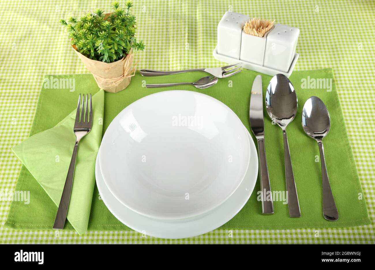 Table setting for breakfast Stock Photo - Alamy