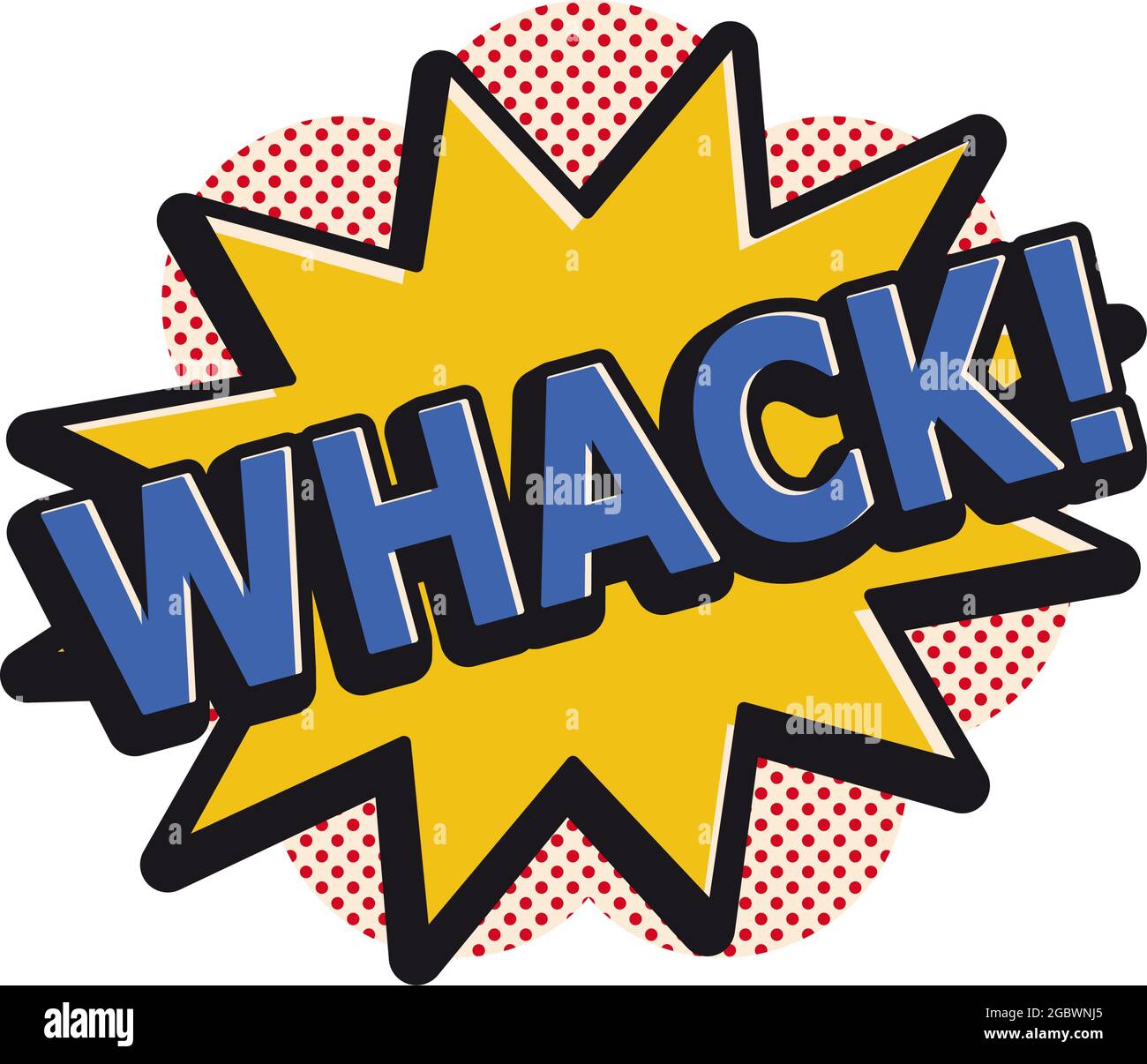Whack word in action explosion label for comic effect as vector icon ...