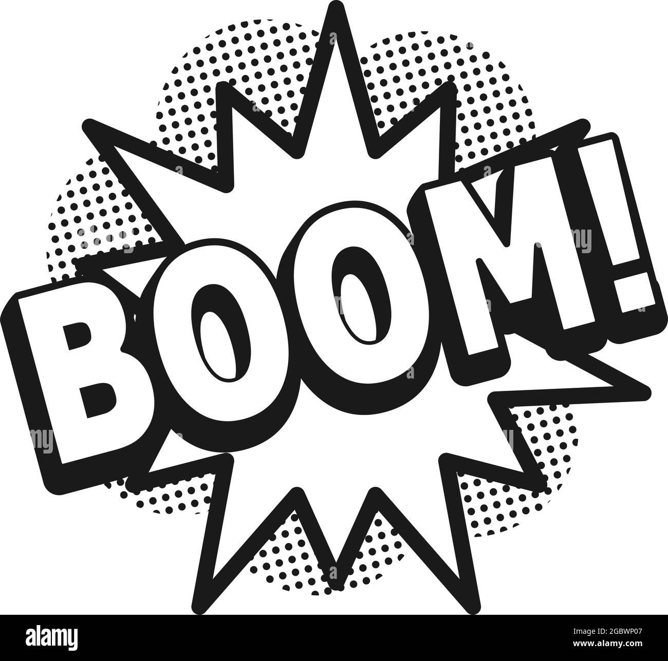 Boom word in action explosion label for comic effect as vector icon ...