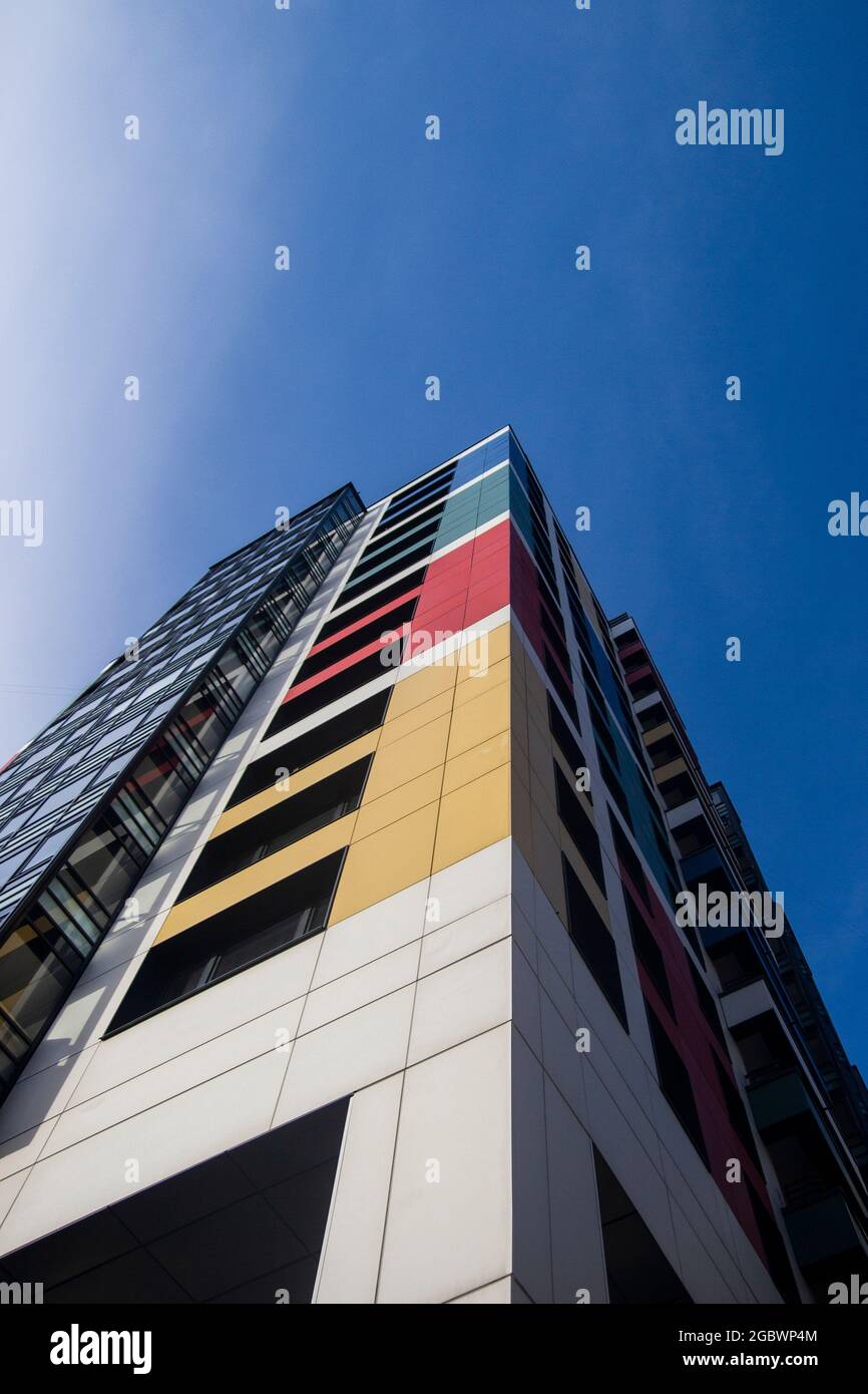 A towering modern building with a striking exterior Stock Photo - Alamy