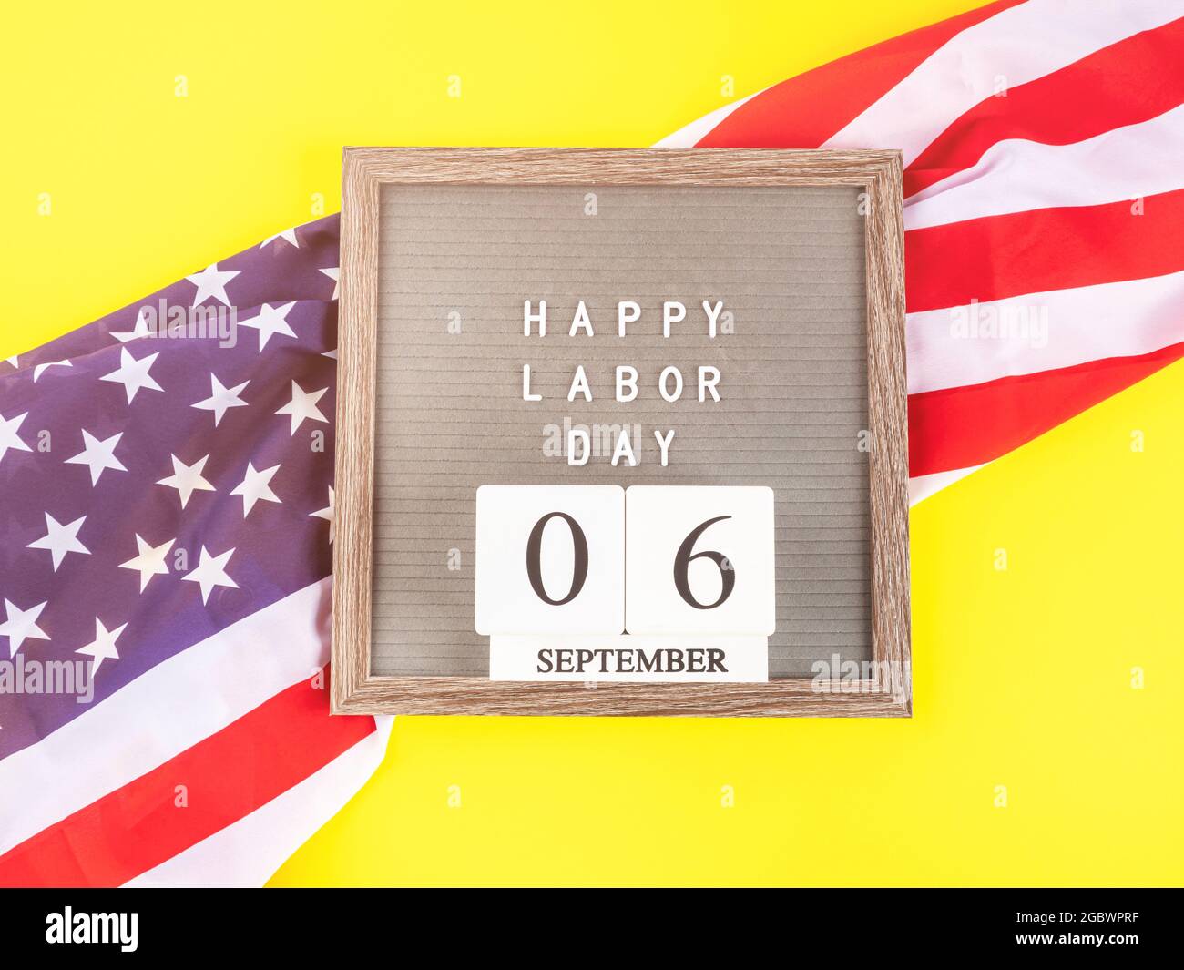 Happy Labor Day greetings on letter board with american flag Stock ...