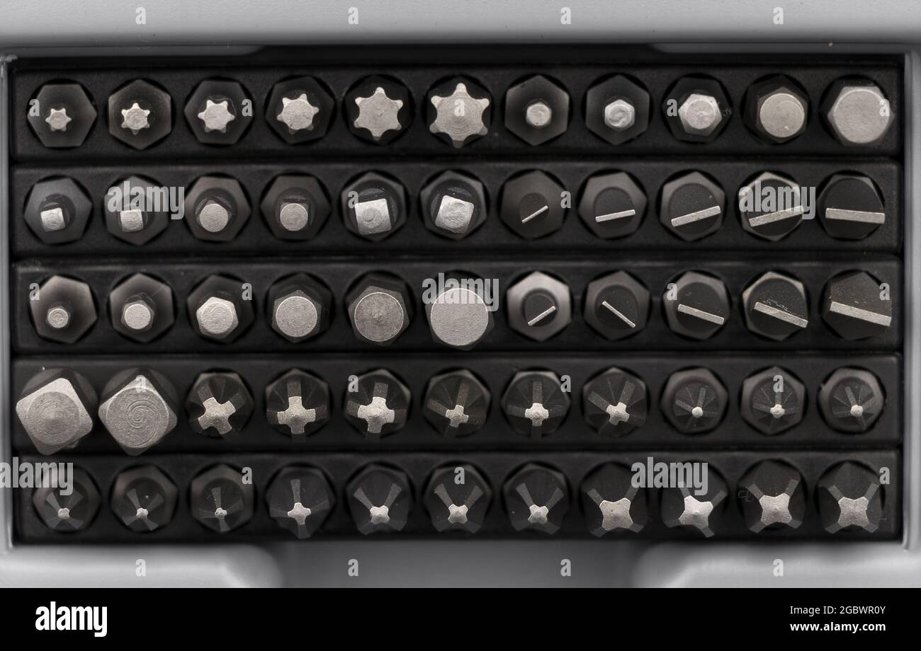 Closeup shot of bit drivers in a toolset Stock Photo - Alamy