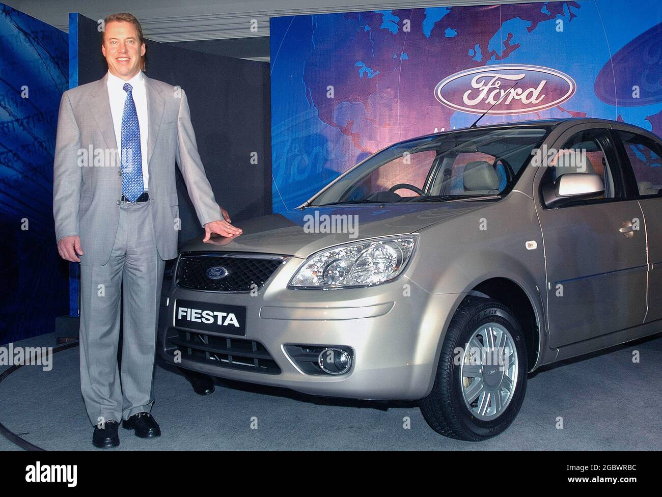 Ford Chairman and CEO Bill Ford launching Ford fiesta, an all new sedan ...