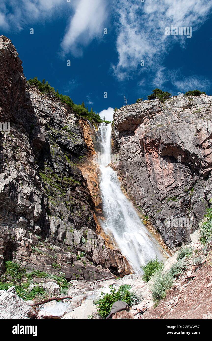 Apikuni Falls, Many Glacier, Glacier National Park, Montana Stock Photo ...