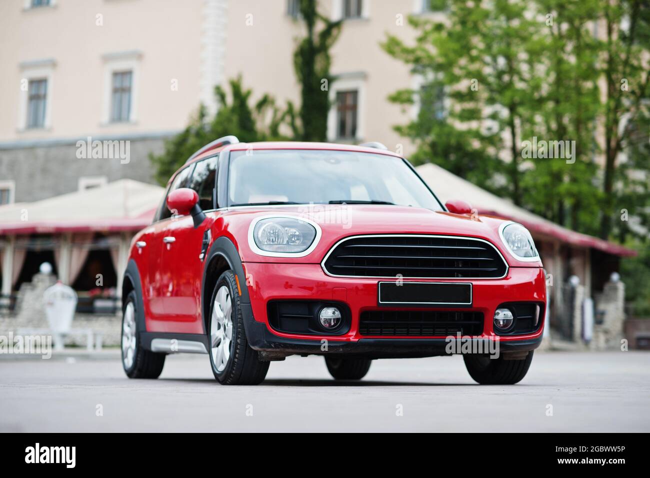 Red city car. Small car for cities Stock Photo - Alamy