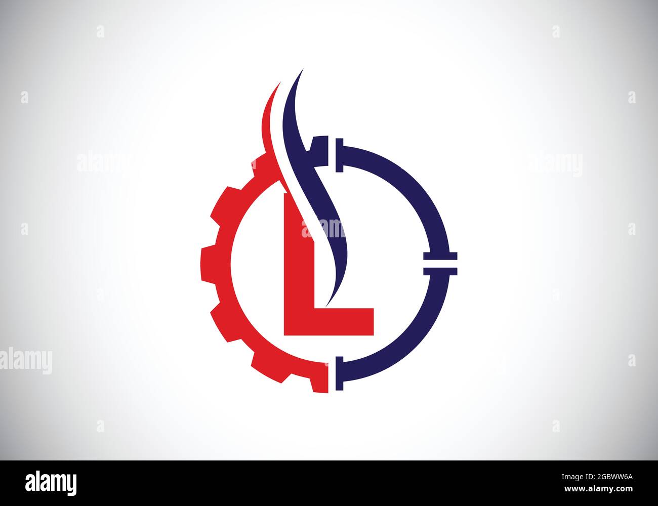 Initial L monogram alphabet with gear pipe and flame. Oil and gas logo ...