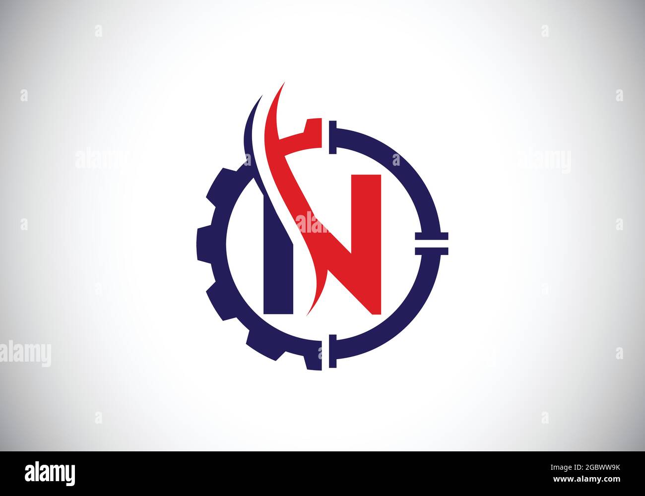 Initial N monogram alphabet with gear pipe and flame. Oil and gas logo ...