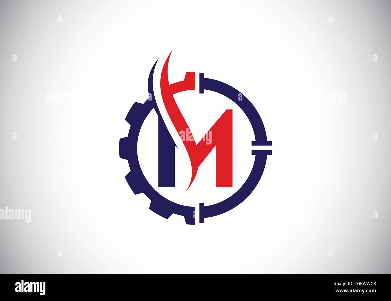 Initial M monogram alphabet with gear pipe and flame. Oil and gas logo ...