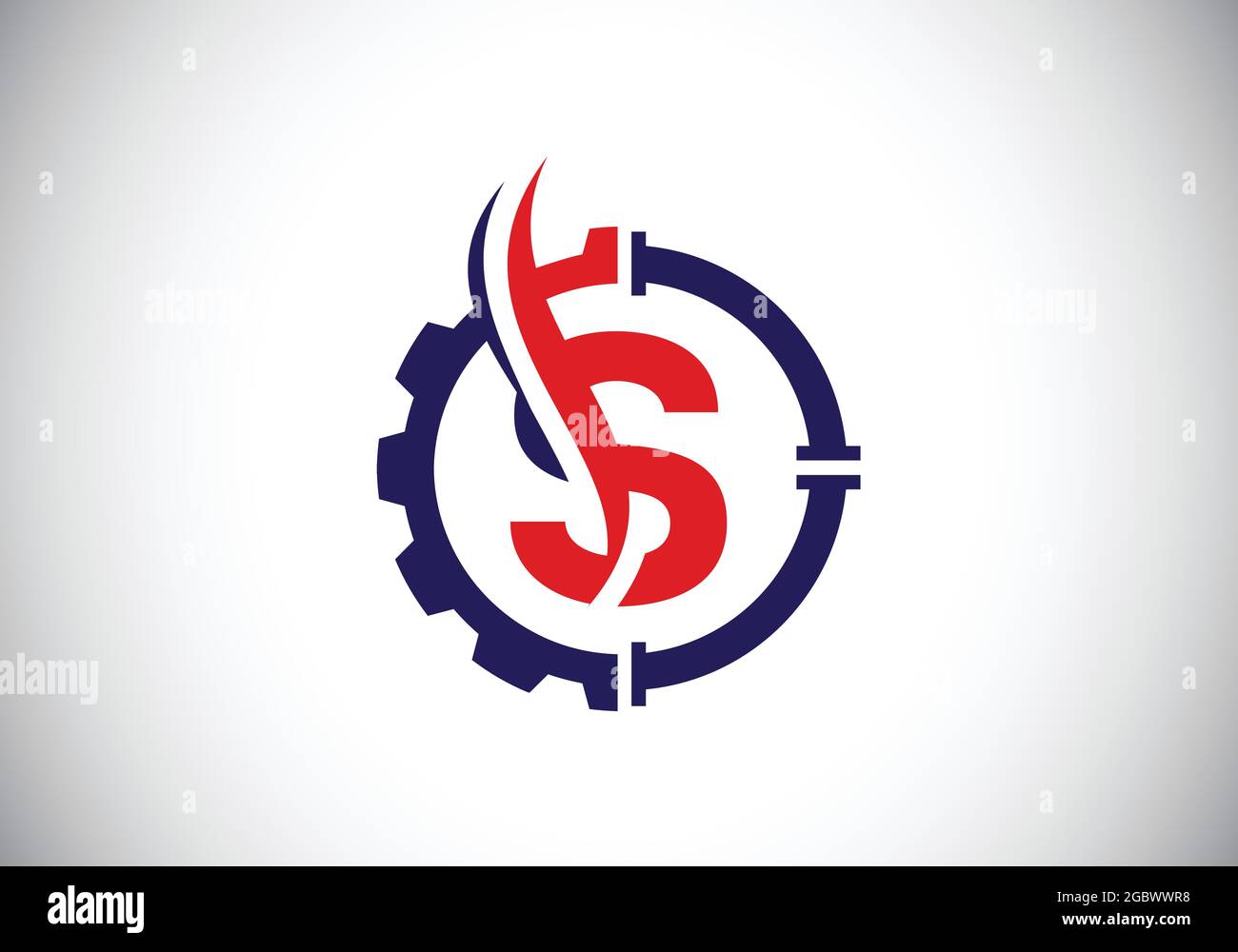 Initial S monogram alphabet with gear pipe and flame. Oil and gas logo ...