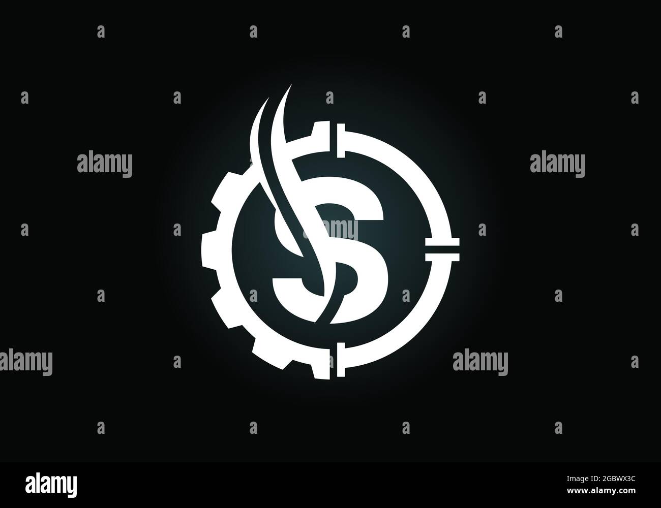 Initial S monogram alphabet with gear pipe and flame. Oil and gas logo ...
