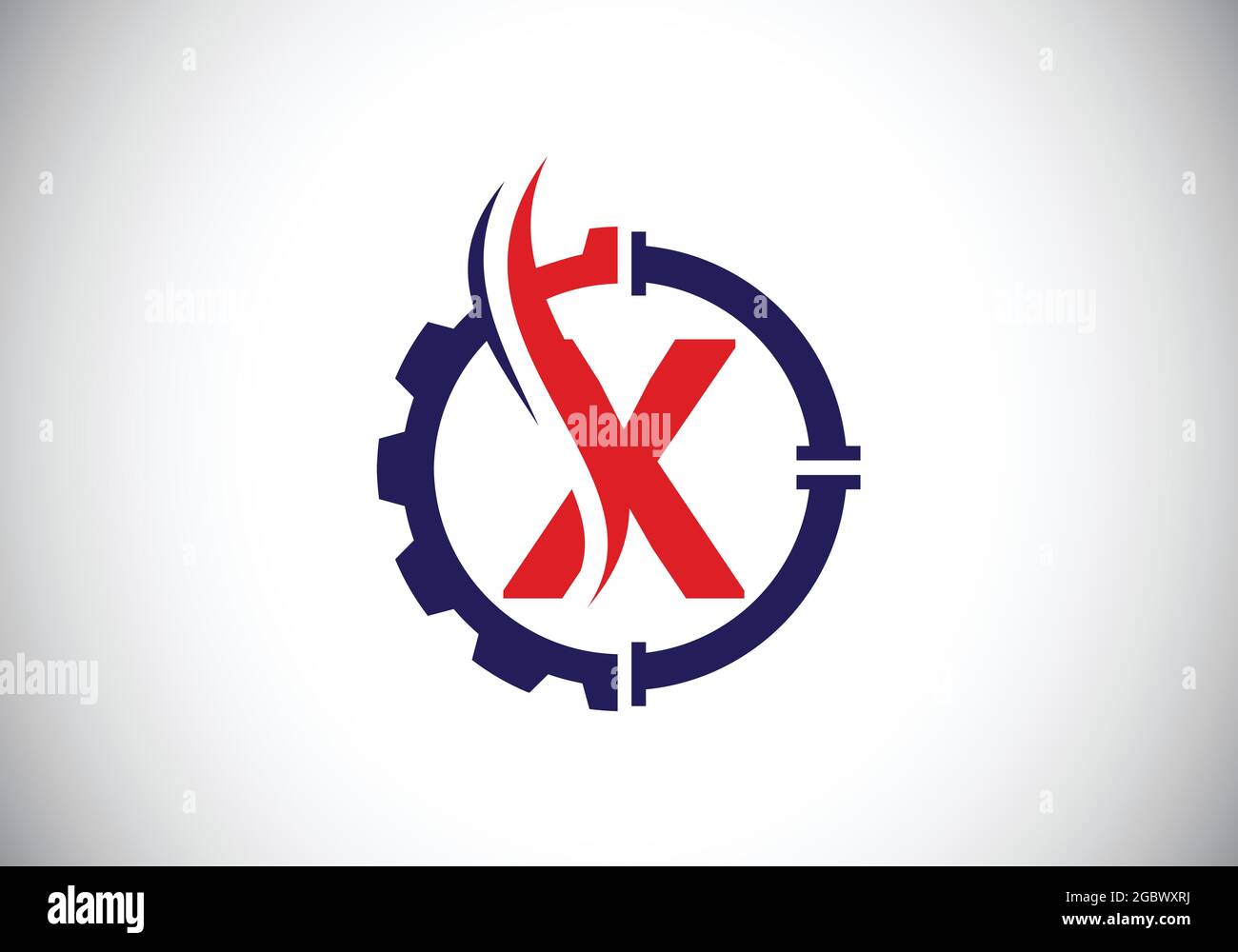 Initial X monogram alphabet with gear pipe and flame. Oil and gas logo ...