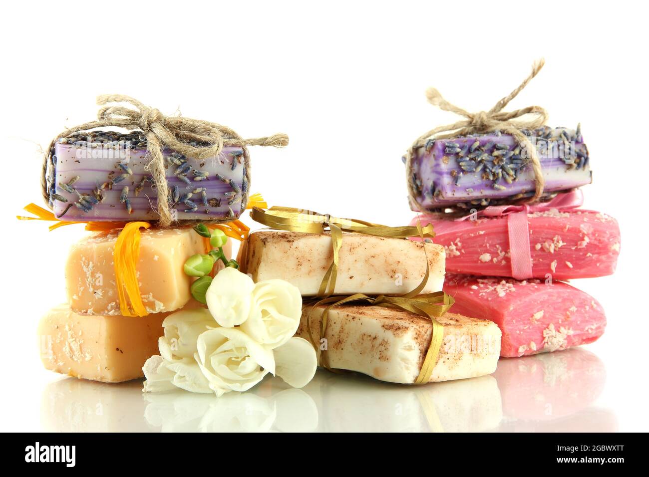 Natural handmade soap, isolated on white Stock Photo - Alamy