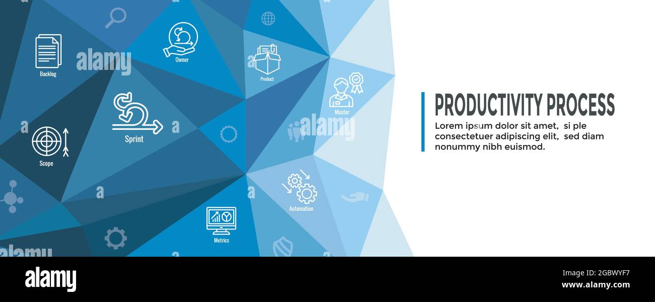 Agile Scrum Process & development icon set web header banner Stock ...