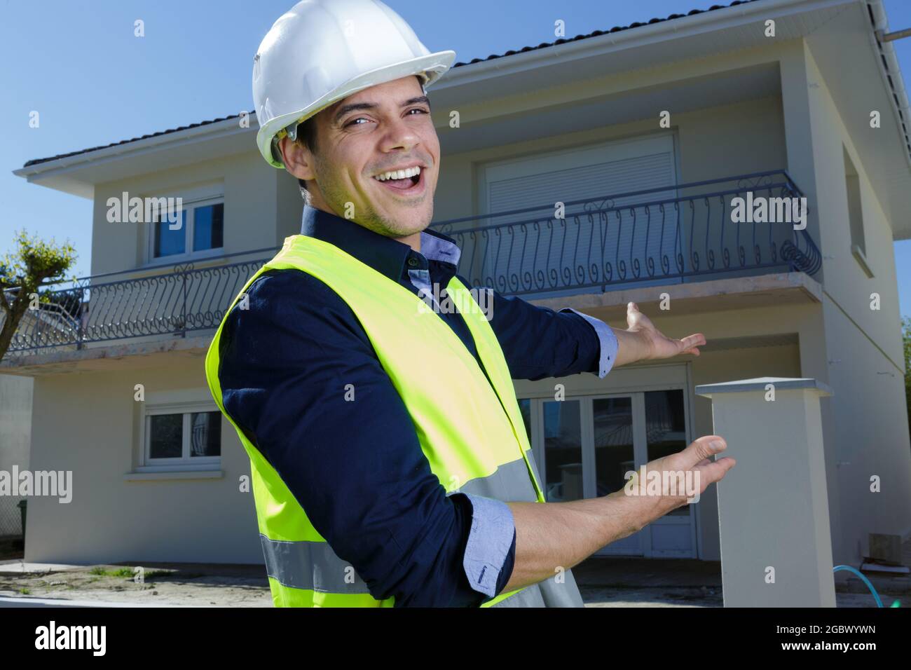 happy architect outdoors working construction site Stock Photo - Alamy