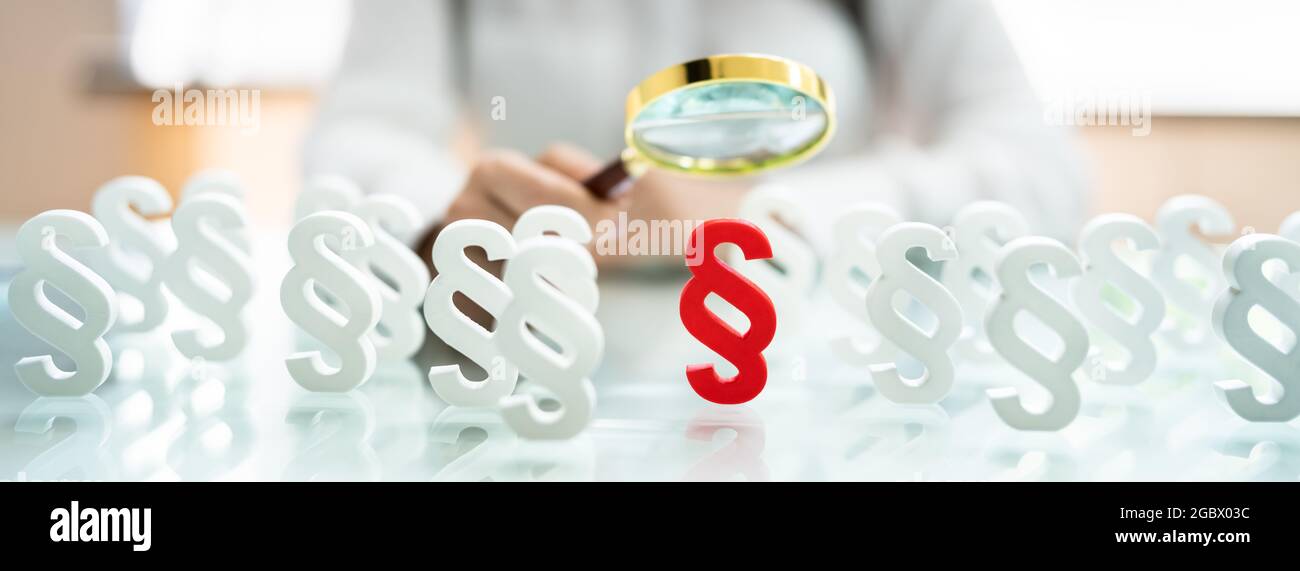 Lawyer Or Advocate Scrutiny And Justice. Paragraph Symbol Stock Photo ...