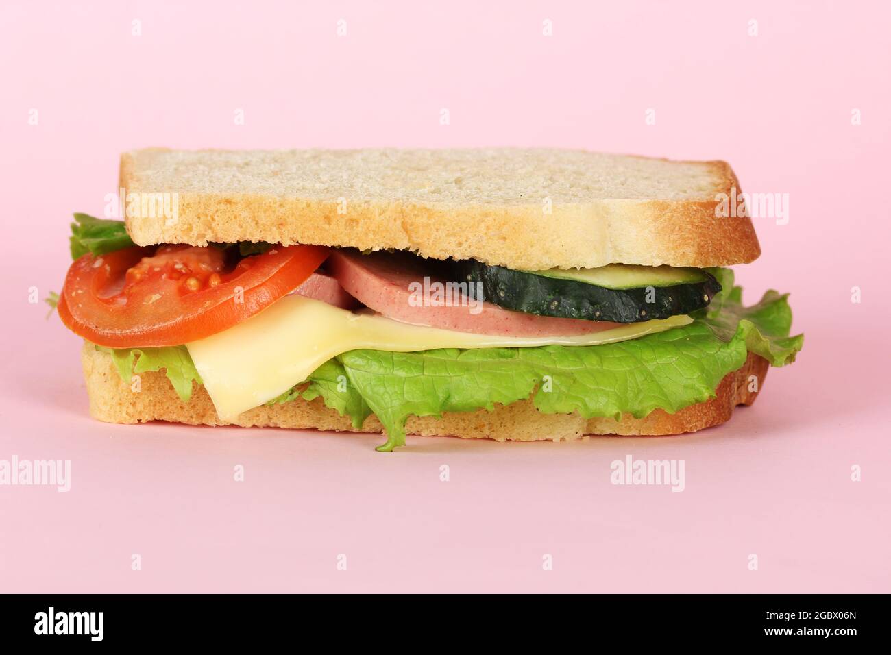 Sandwich on pink background Stock Photo - Alamy