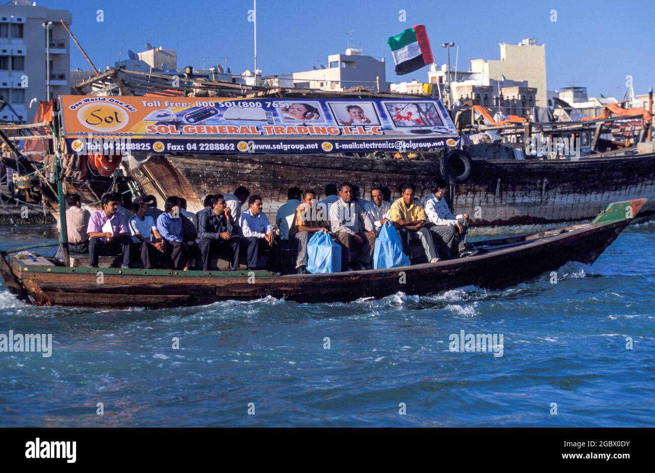 Abra boat ride across the Dubai Creek, Dubai, United Arab Emirates ...