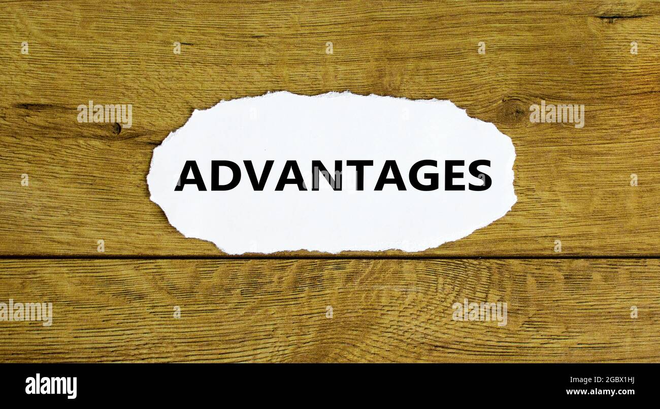 Advantages symbol. Concept word 'advantages' on white paper. Beautiful ...