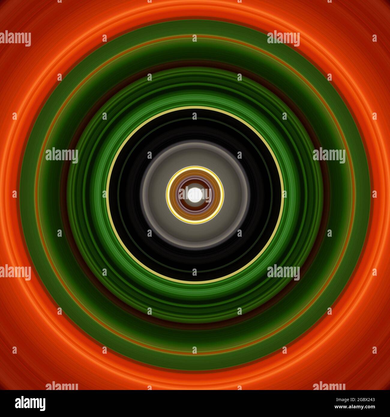 Multicolored concentric rings. Modern circle design. Red, green, grey ...