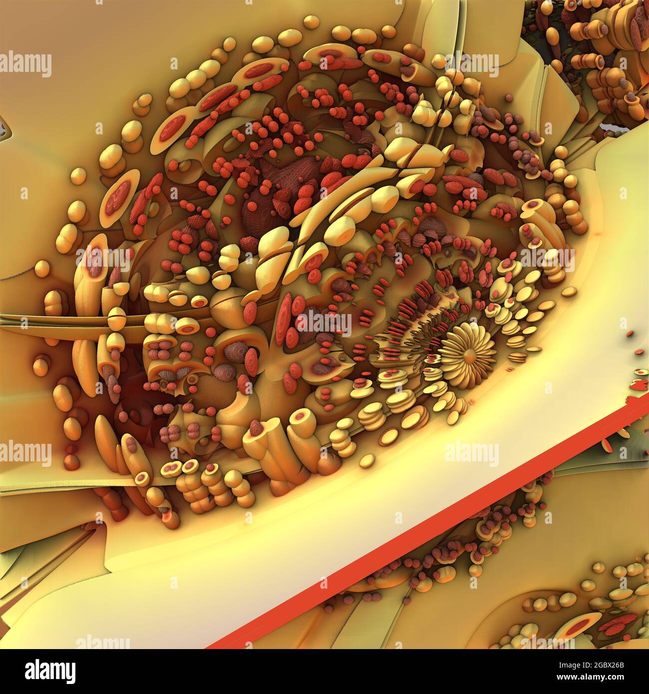 Abstract detailed drawing. Strange objects from other planet. Yellow ...