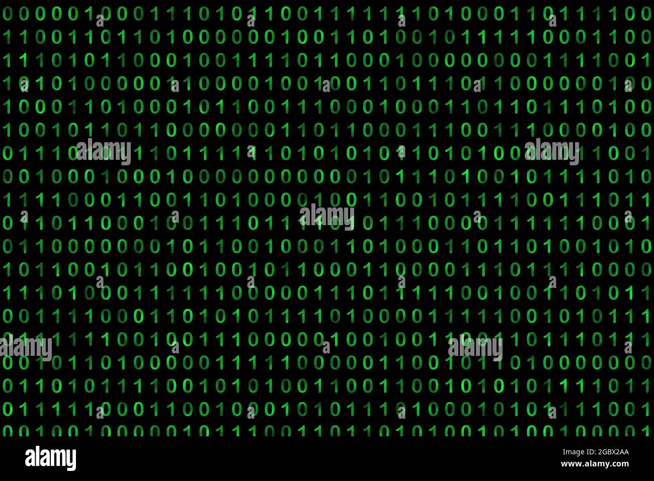 binary code grid from bright green digits on black background, matrix ...
