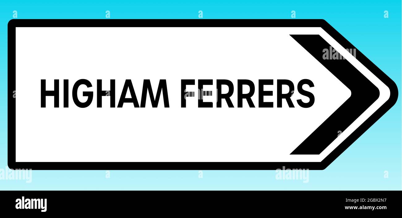 A graphic illlustration of a British road sign pointing to Higham ...