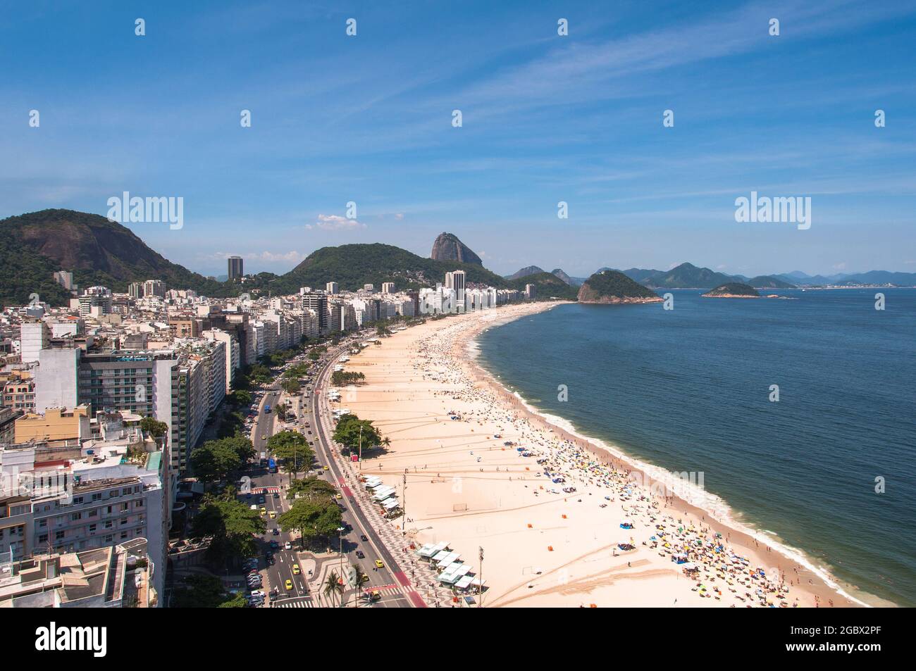 Famous Copacabana Beach View with Sugarloaf Mountain in the Horizon ...
