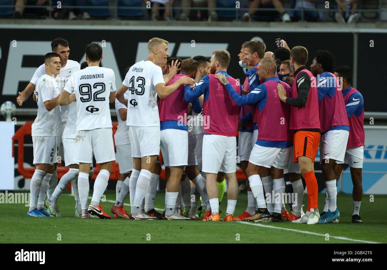 RFS' players celebrates after scoring during a game between Belgian ...